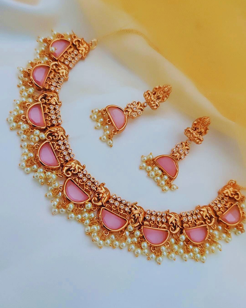 Pink Temple Jewellery Set - Parushi |TWINKKLZZ| – Twinkklzz